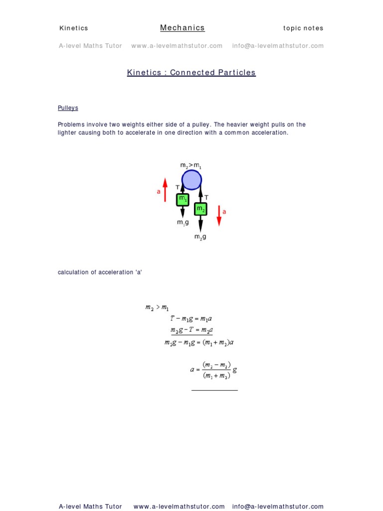 Connected Particles, Kinetics, Mechanics Revision Notes From A-Level ...