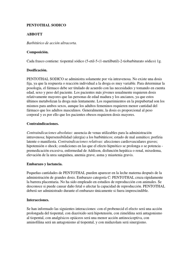 Penthotal Sodico y Distensil | PDF | Drogas | Enfermedades y trastornos