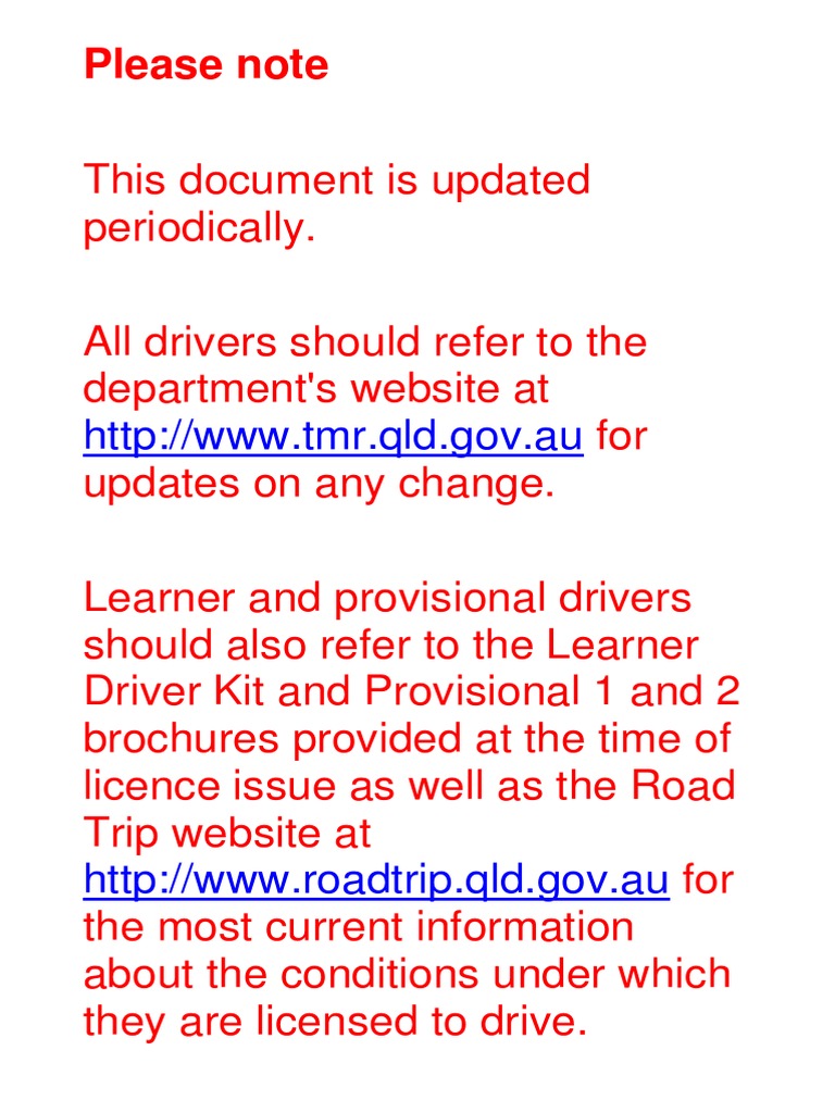 Queensland Driving License Book | PDF