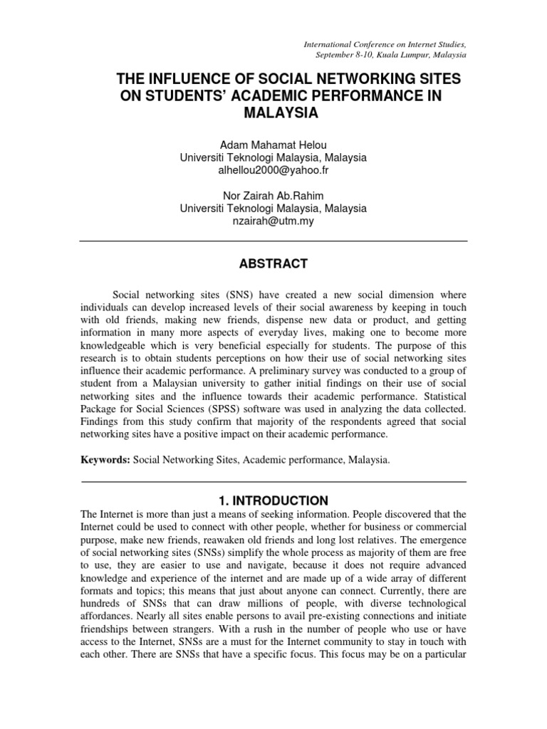 Impact of Social Media on Student Performance | PDF | Social Networking ...