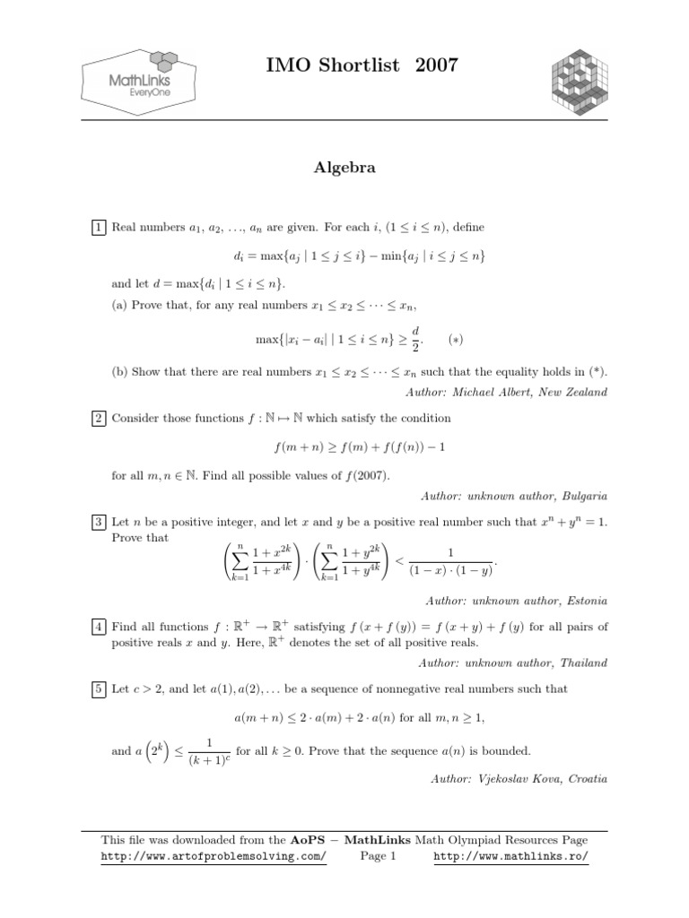International Competitions IMO Shortlist 2007 | PDF | Triangle | Euclid