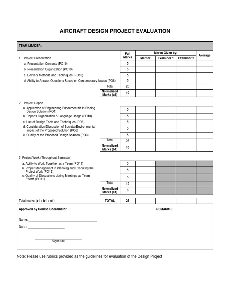Aircraft Design Project Evaluation | PDF