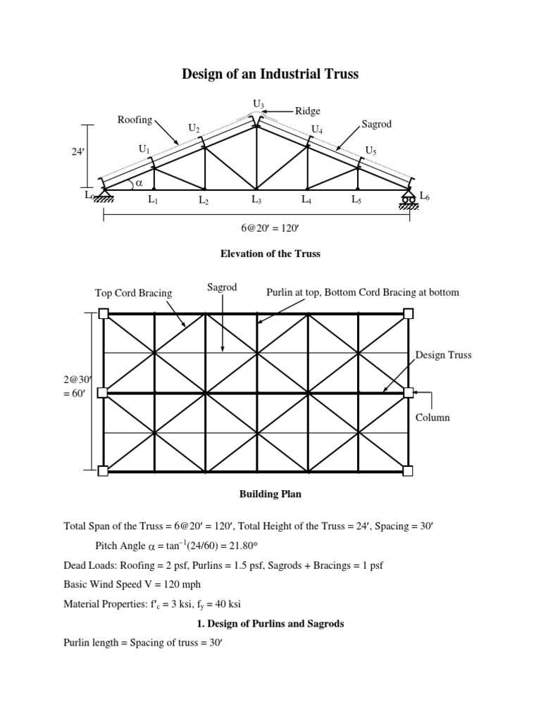 Industrial Truss Design and Analysis | PDF | Truss | Stress (Mechanics)