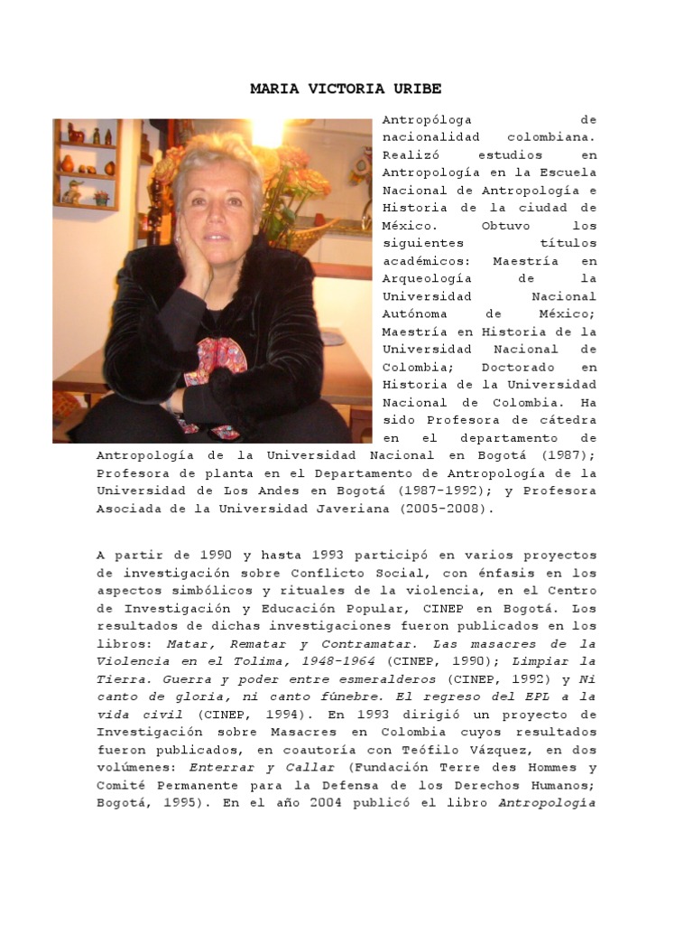 Maria Victoria Uribe | PDF | Colombia | Bogotá