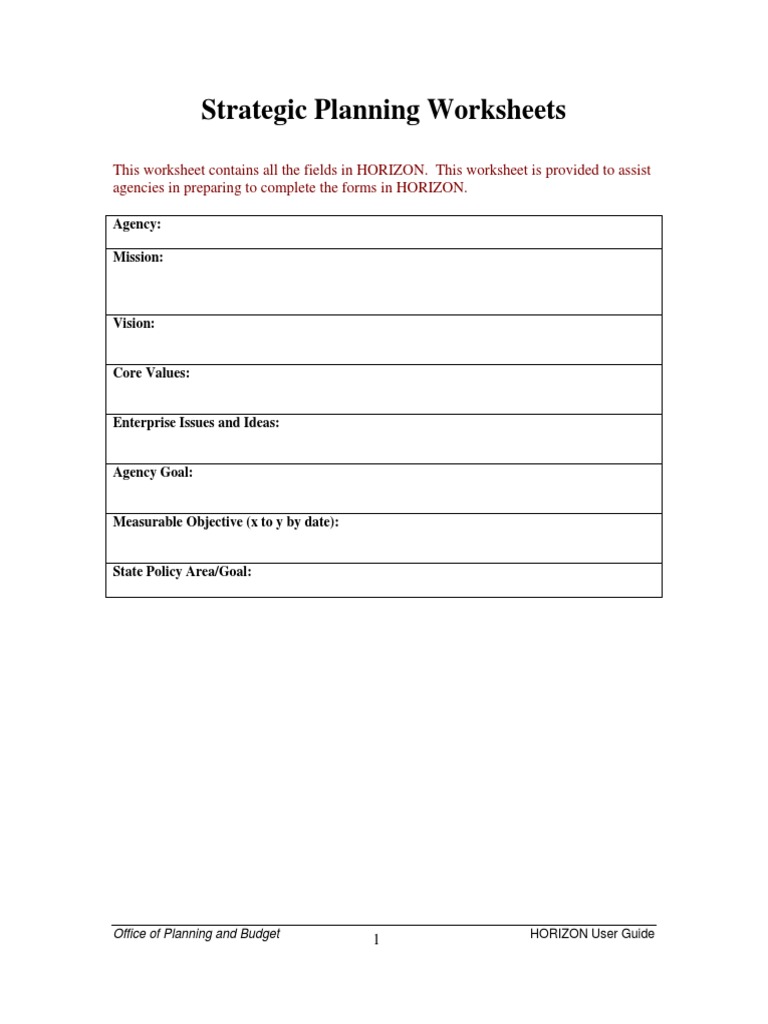 Strategic Planning Worksheets | Download Free PDF | Strategic ...