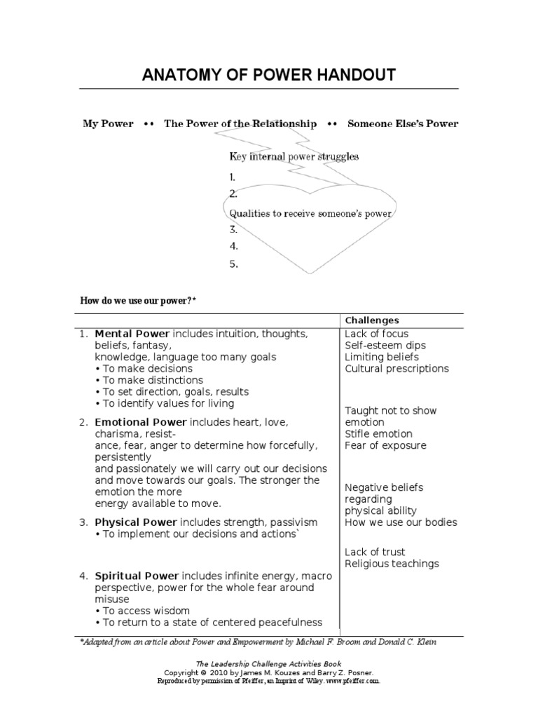 Anatomy of Power Handout: How Do We Use Our Power? | PDF