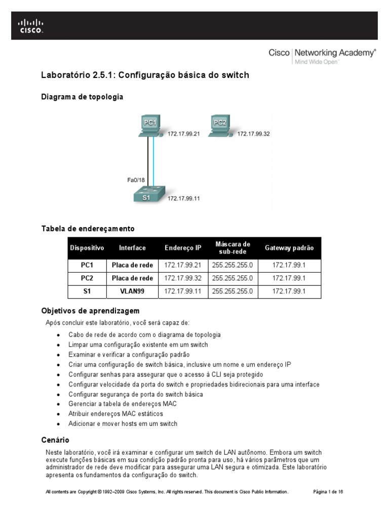 Configuração Basica Switch | PDF | Comutador de rede | Endereço de IP