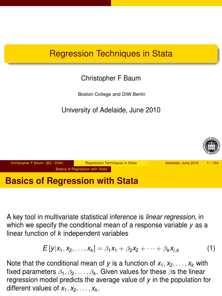 Stata Lecture2 | PDF | Ordinary Least Squares | Regression Analysis