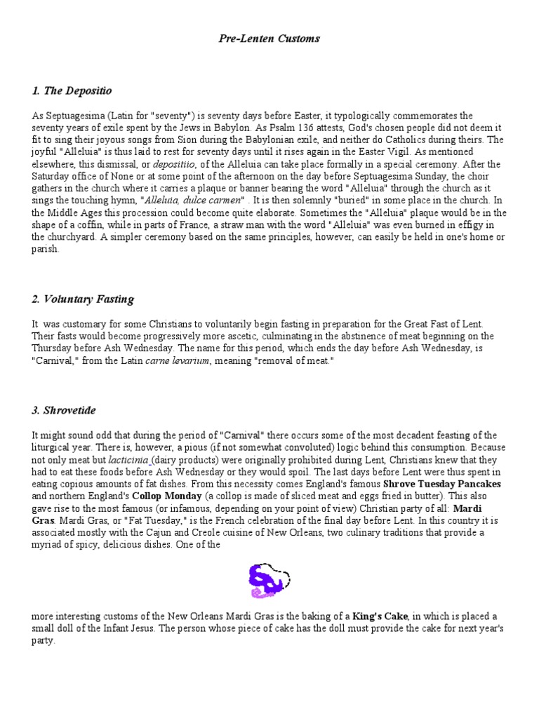 Pre-Lenten Traditions and Customs | PDF | March Observances | Lent