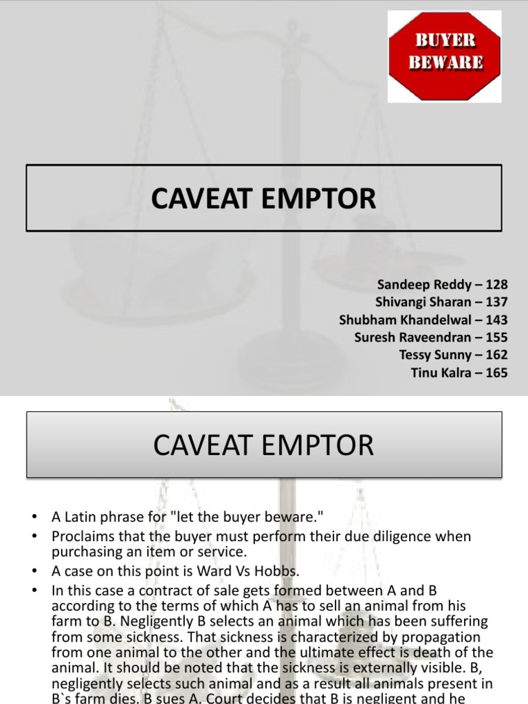 Caveat Emptor | PDF | Legal Concepts | Common Law