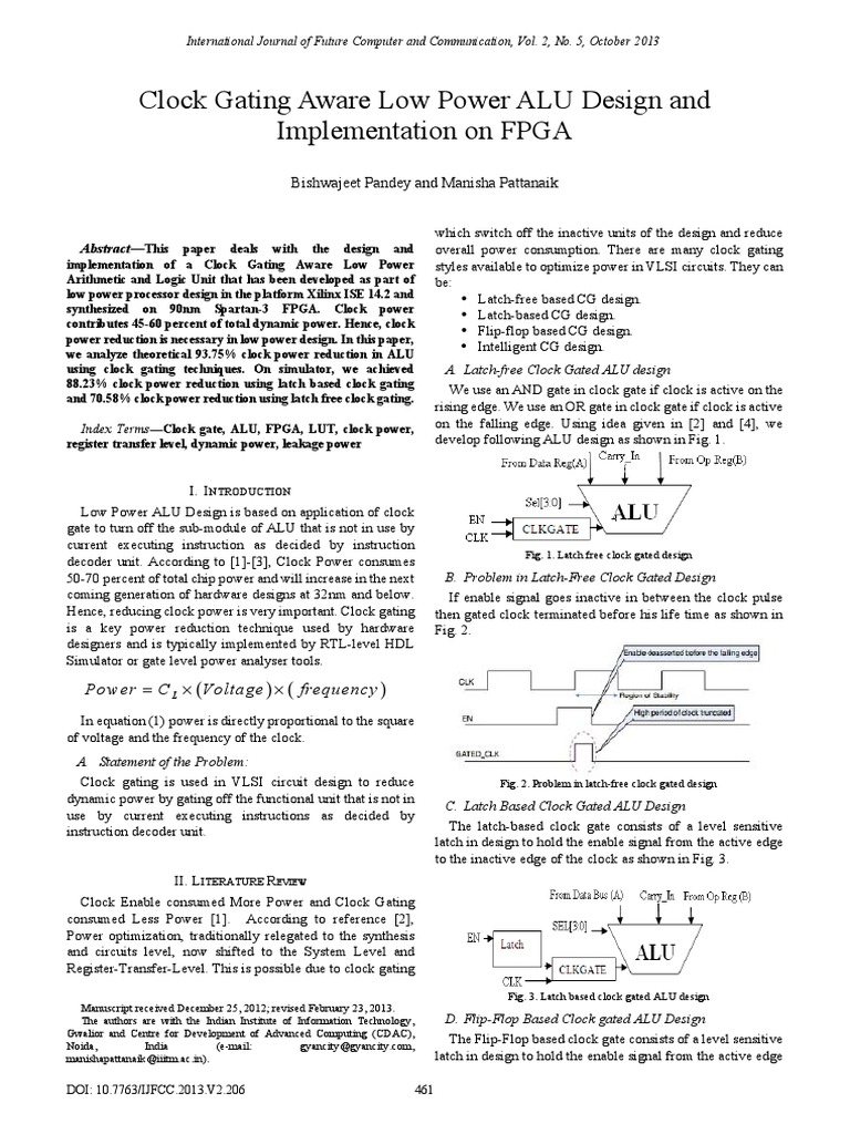Low Power Clock Gated ALU Design | PDF | Field Programmable Gate Array ...