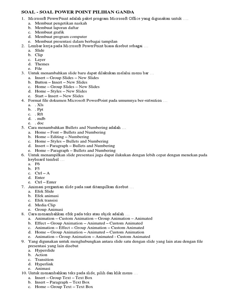 SOAL Power Point | PDF