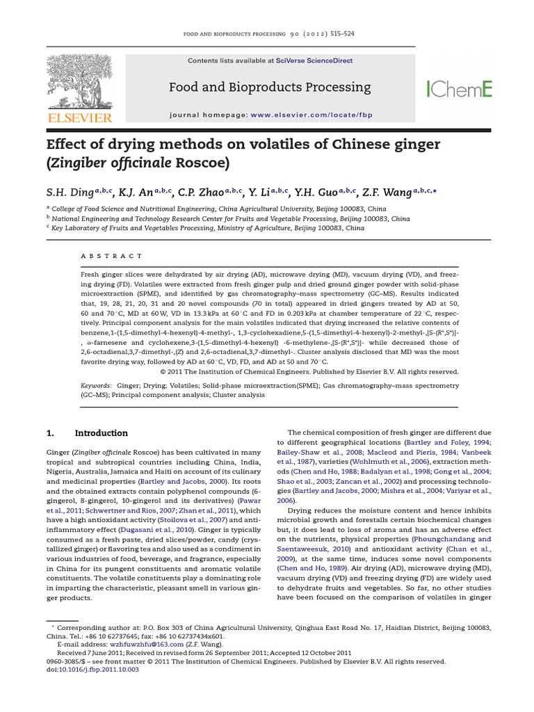 Drying Ginger | PDF | Gas Chromatography | Physical Sciences