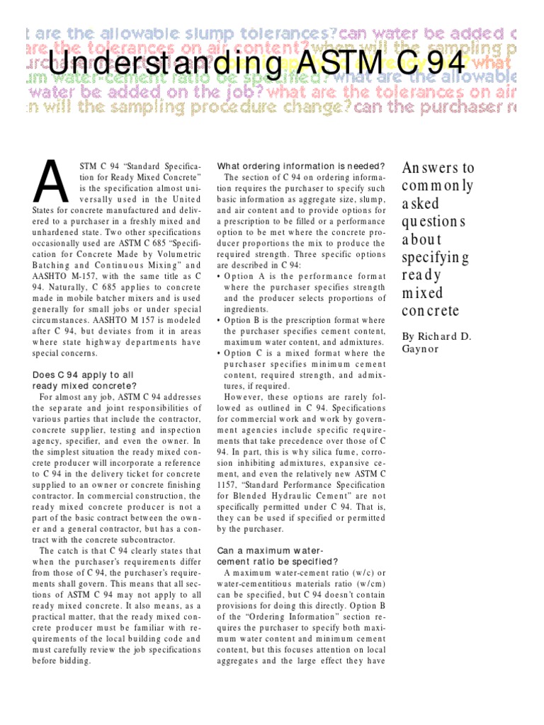 Understanding ASTM C 94 - tcm77-1306013 | PDF