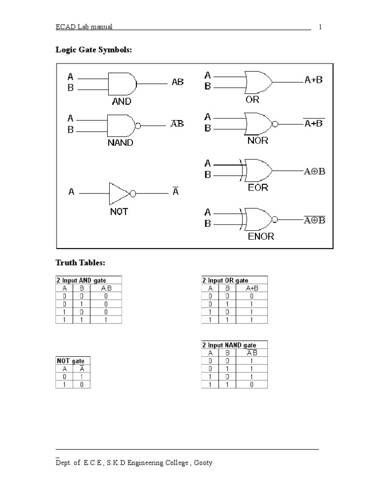 Ecad Lab Manual Pdf Subtraction Electronic Engineering