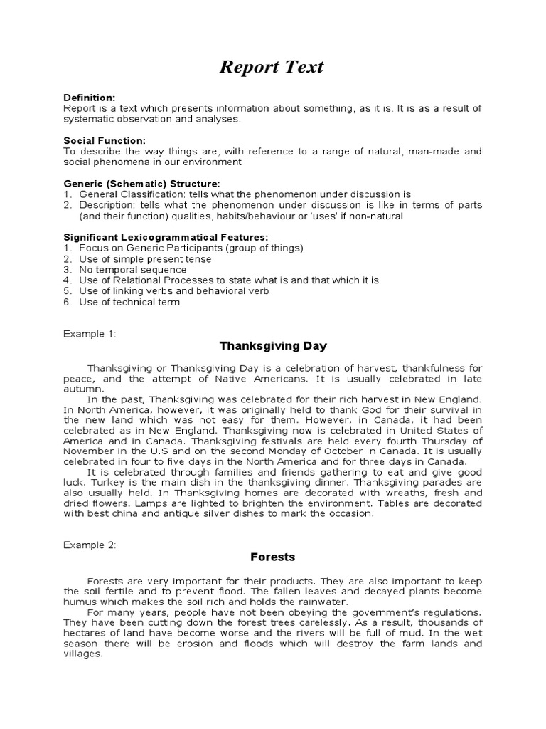 Materi Report Text | Taste | Thanksgiving