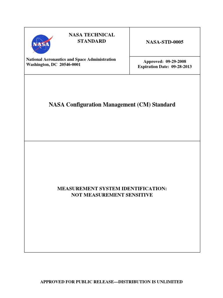 NASA Configuration Management (CM) Standard (NASA - STD - 00059 | PDF ...