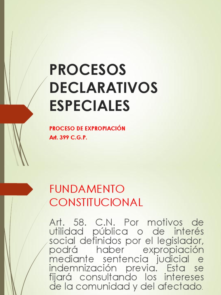 Procesos Declarativos Especiales | Descargar gratis PDF | Dominio eminente | Propiedad