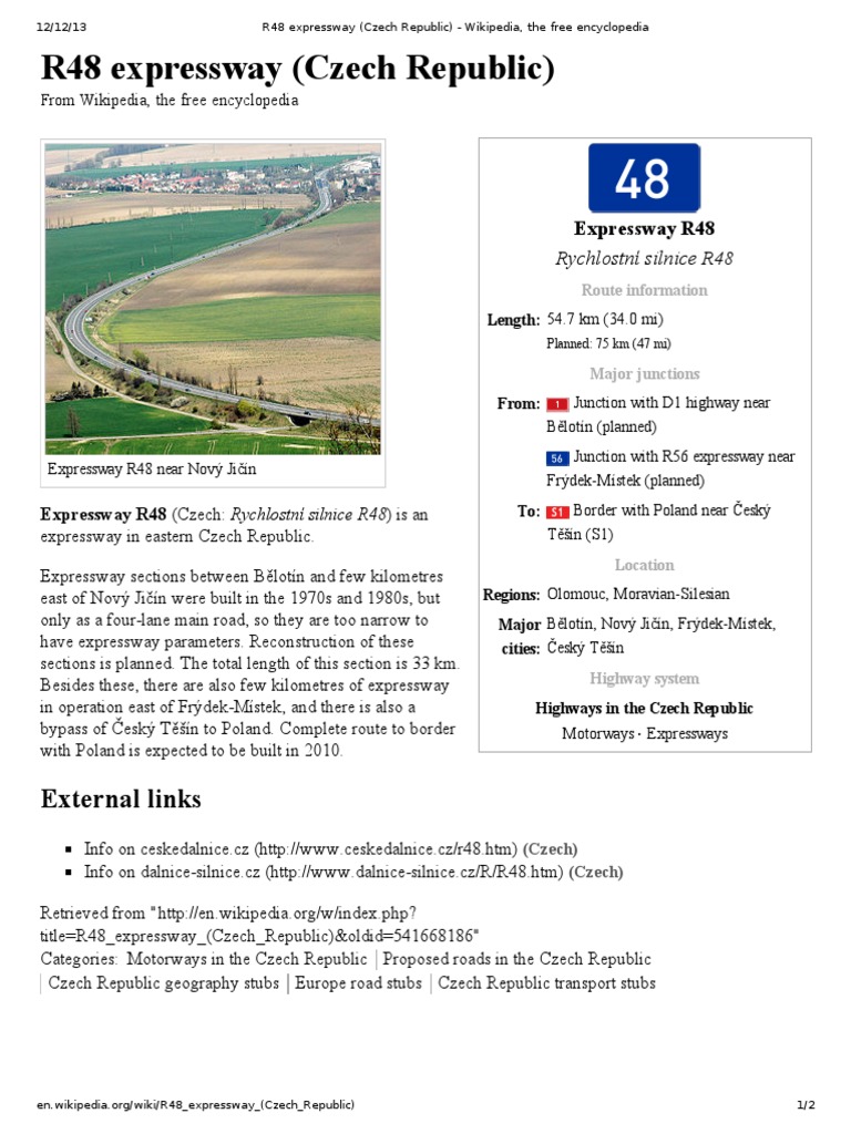 R48 Expressway Overview in Czech Republic | PDF | Travel | Technology ...