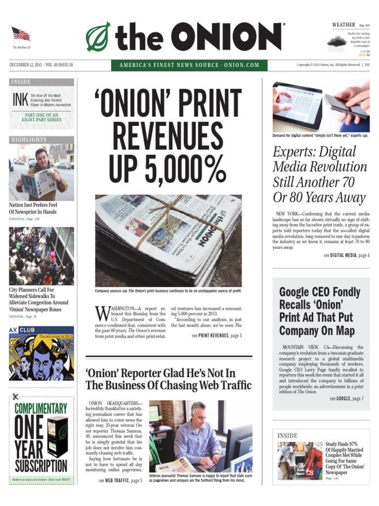 The Onion's Final Print Issue | PDF | Google | Newspapers