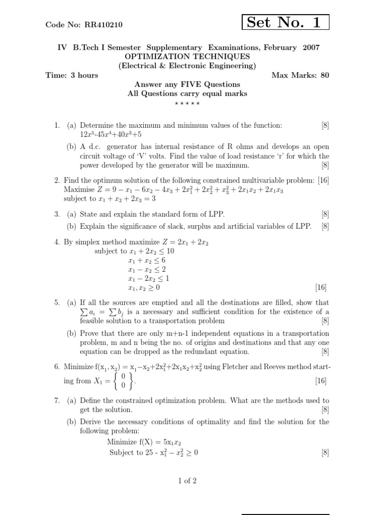 Rr410210 Optimization Techniques | PDF | Mathematical Optimization | Algorithms
