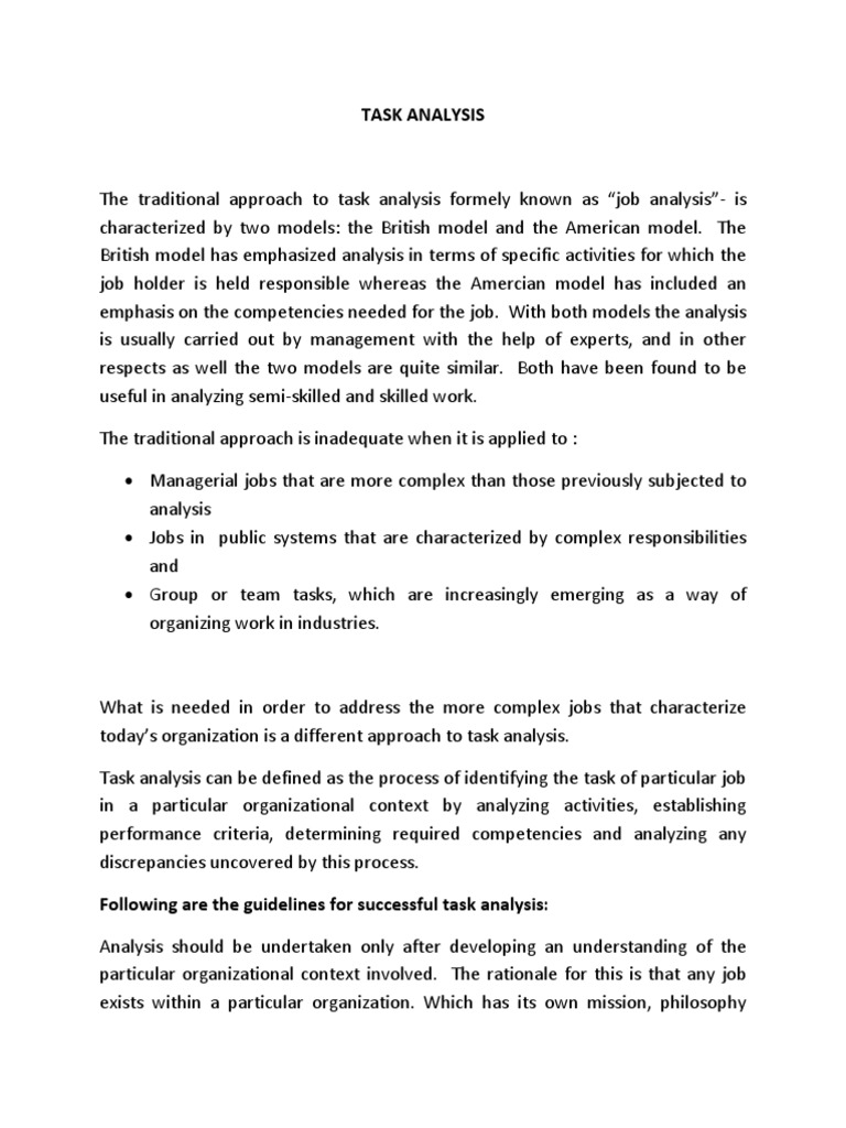Task Analysis | PDF | Competence (Human Resources) | Performance Appraisal