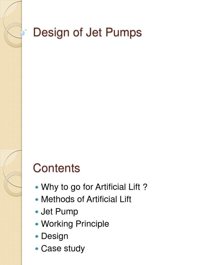 Jet Pump Design and Artificial Lift | PDF