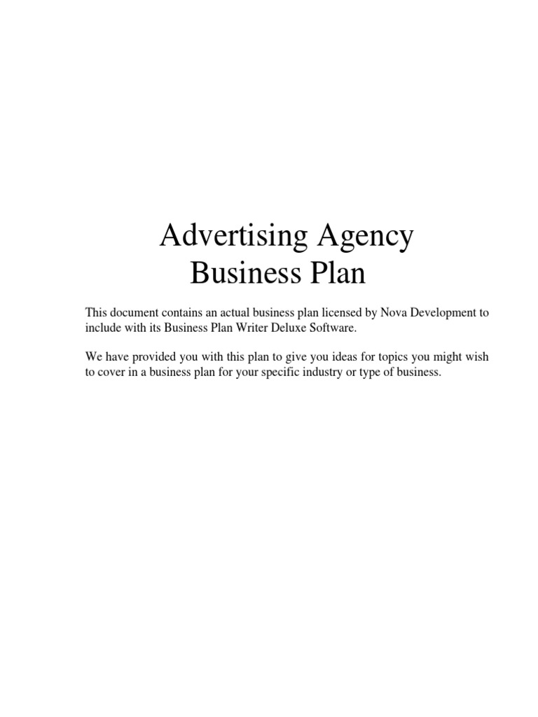 Advertising Agency Business Plan Overview | PDF | Advertising | Sales