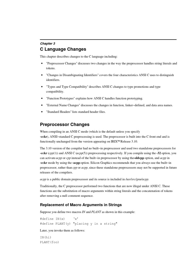 C Language Changes: Replacement of Macro Arguments in Strings | Download Free PDF | Scope ...