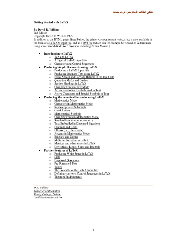 Getting Started With LaTeX - 1 | PDF | Te X | Typefaces