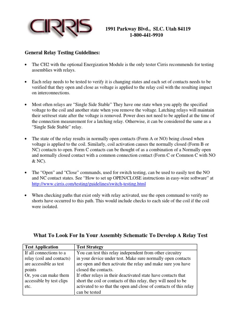 General Guidelines 2 Test Relays | PDF | Relay | Inductor
