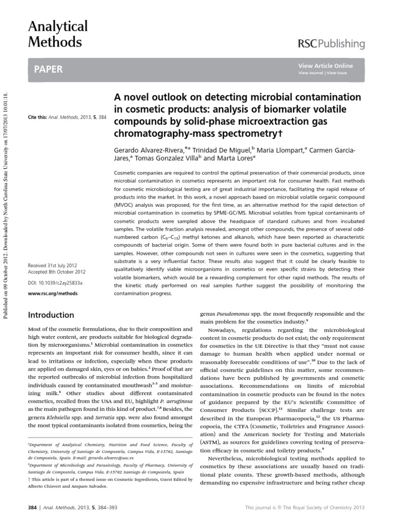 A Novel Outlook On Detecting Microbial Contamination in Cosmetic ...