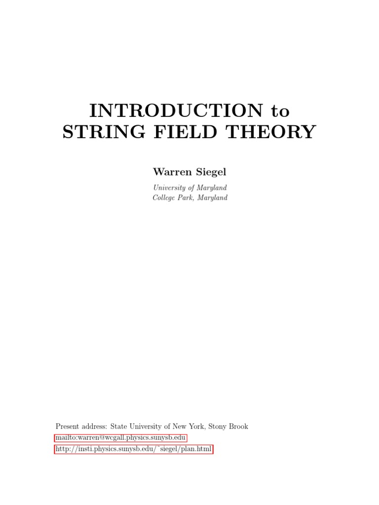 Physics - Introduction To String Field Theory | PDF
