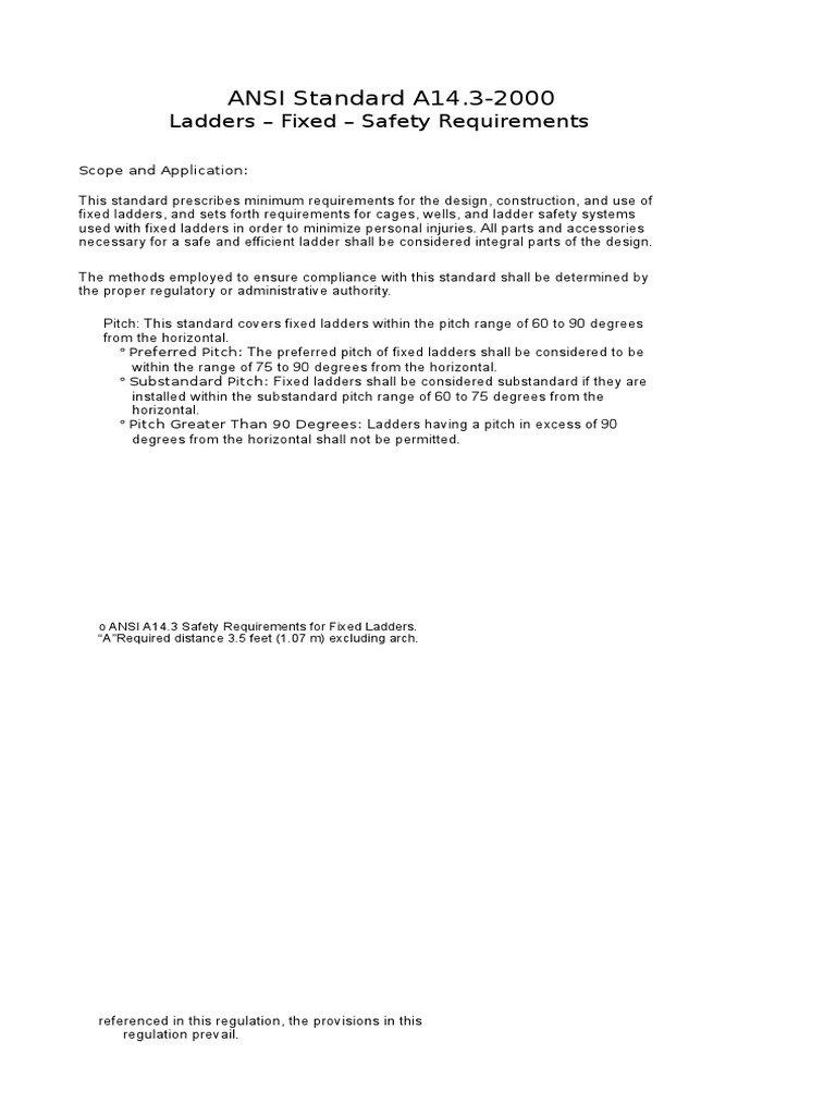 ANSI Standard A14.3-2000: Ladders - Fixed - Safety Requirements | PDF ...