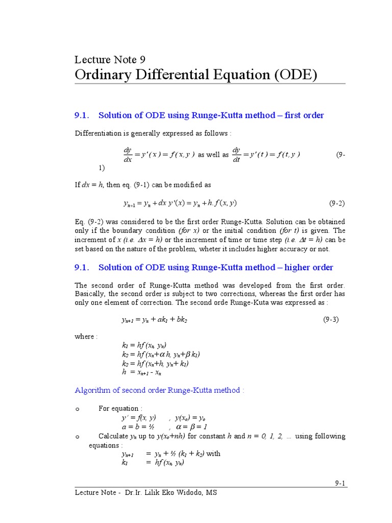 Numerical ODE Solutions Methods | PDF | Ordinary Differential Equation | Applied Mathematics