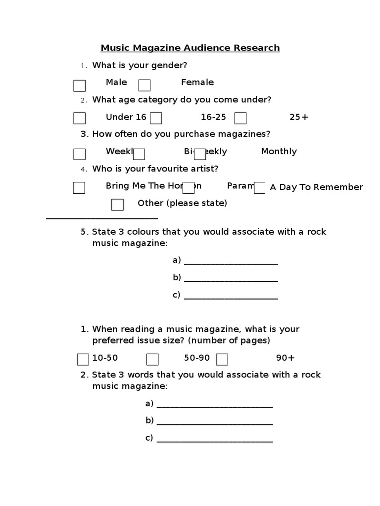 Music Magazine Audience Research | PDF | Sports & Recreation | Art