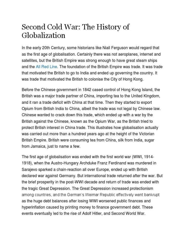 Second Cold War - The History of Globalization | PDF | Superpowers | China