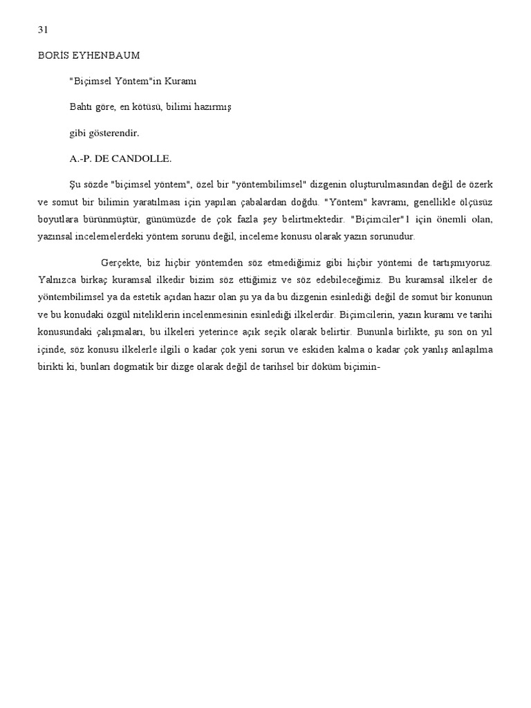 Biçimsel Yöntemin Kuramı - Boris Eichenbaum | PDF