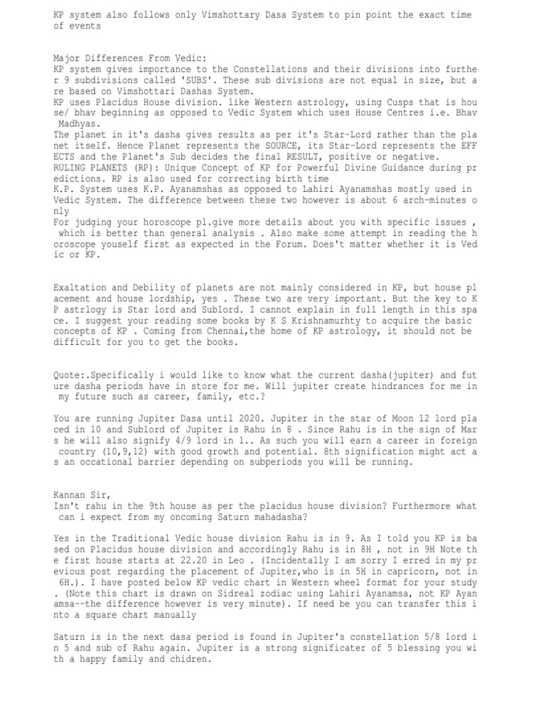 KP System | PDF | Planets | Astrology