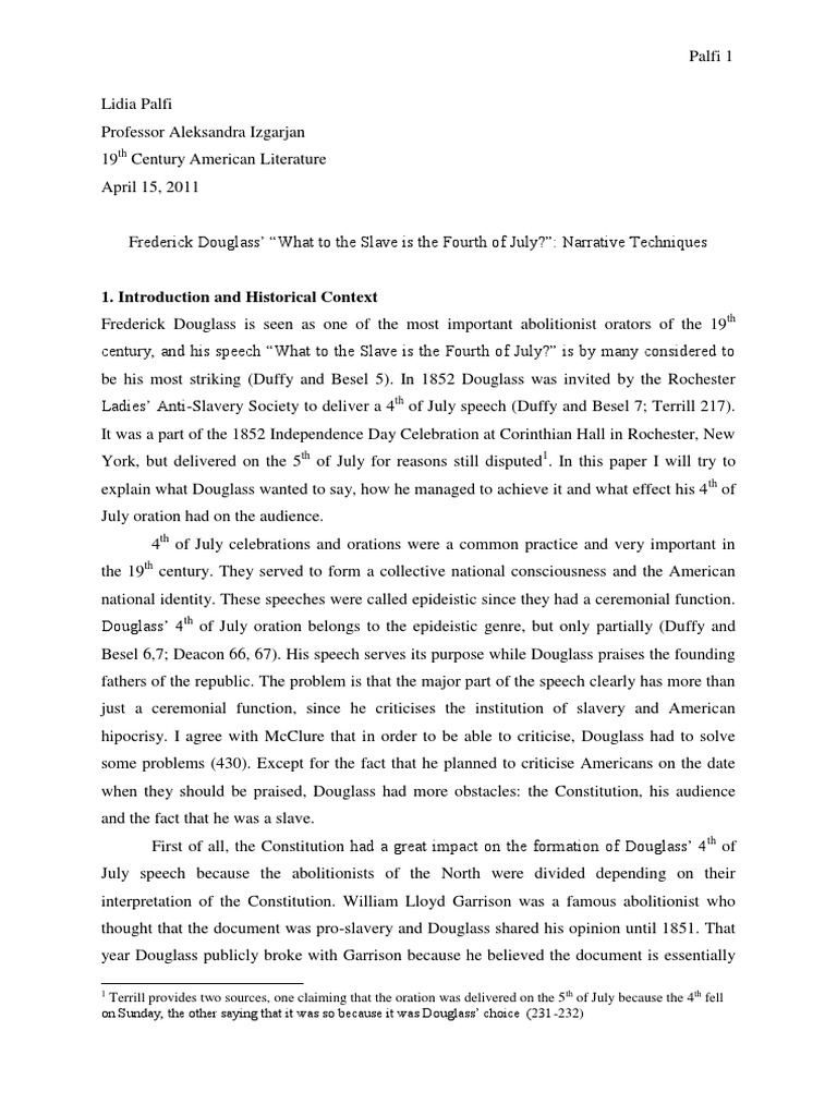 Douglass' Fourth of July Speech Analysis | PDF | Abolitionism In The ...