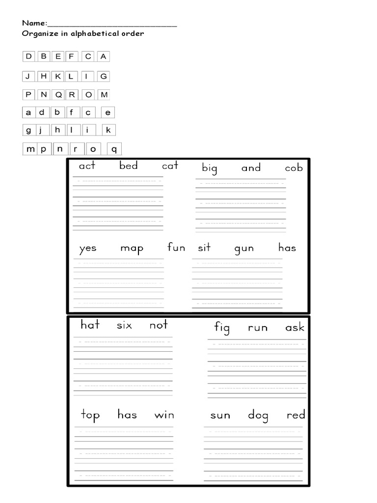 Name: - Organize in Alphabetical Order | PDF