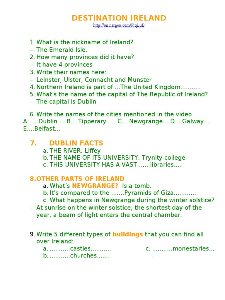 Destination Ireland: 7. Dublin Facts | PDF
