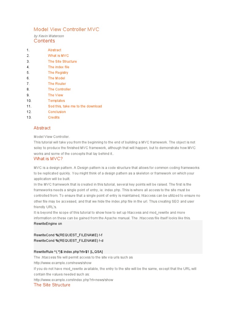 Model View Controller MVC | PDF | Model–View–Controller | Software Design