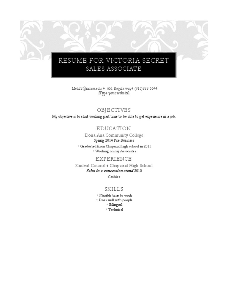 Resume Victoria Secret | PDF