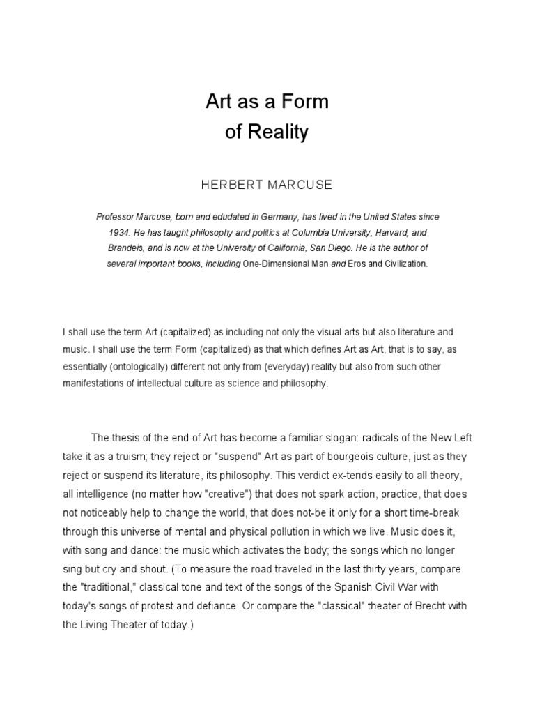 Art and Reality: A Critical Examination | PDF | Aesthetics | Reality