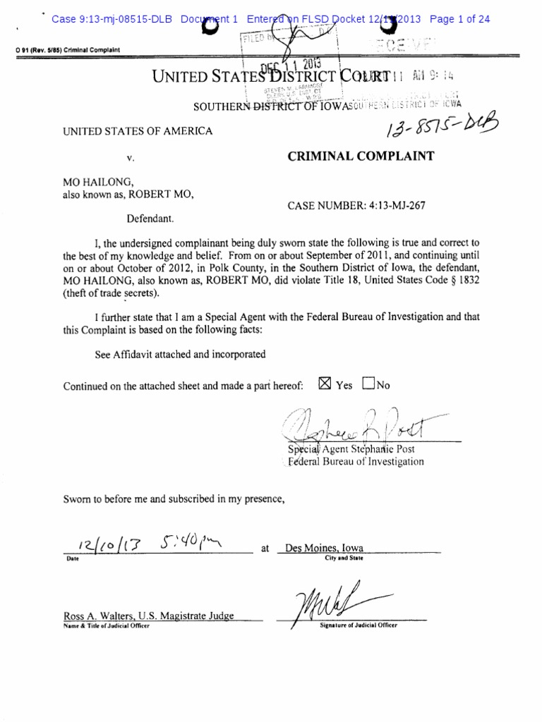 Corn Theft Complaint | PDF