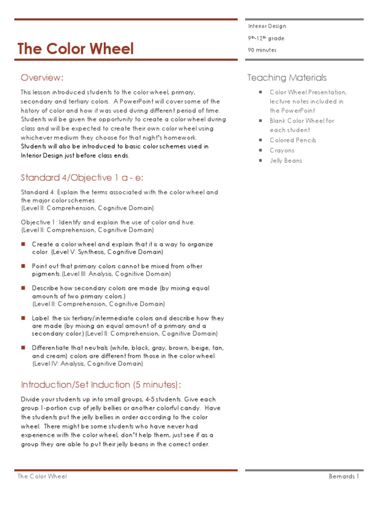 The Color Wheel - Direct Instruction | PDF | Color | Reading Comprehension