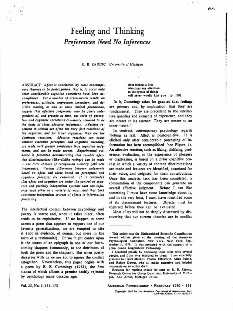ROBERT ZAJONC Book | PDF