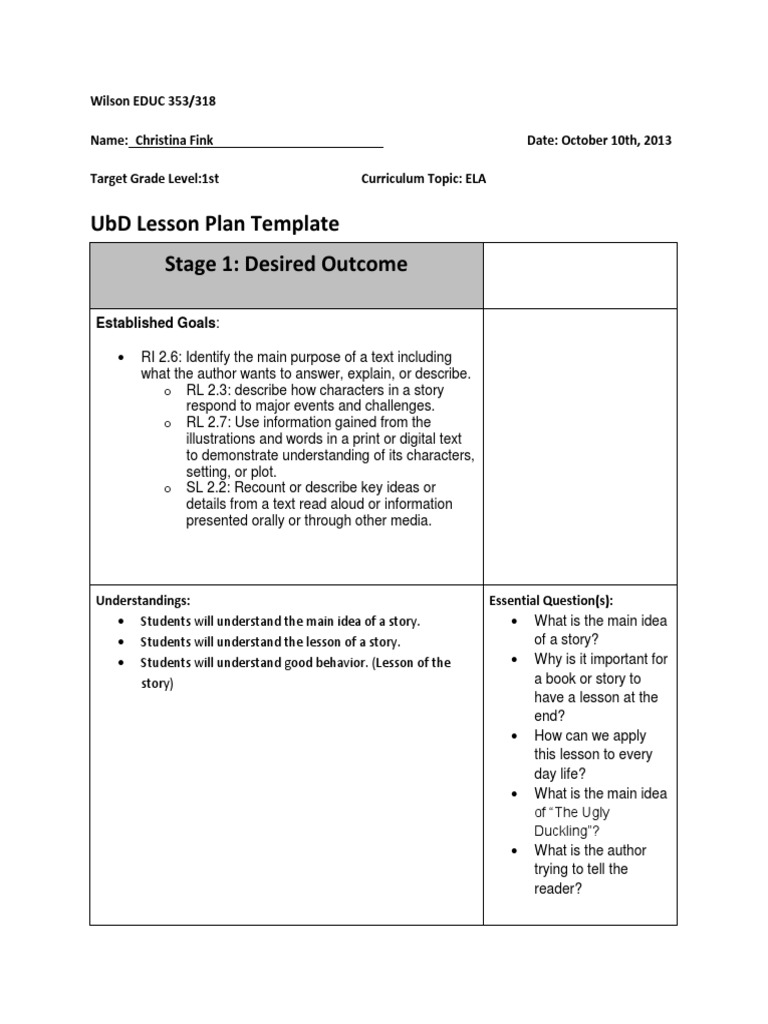 Lessonplan Ugly Duckling | PDF | The Ugly Duckling | Teachers
