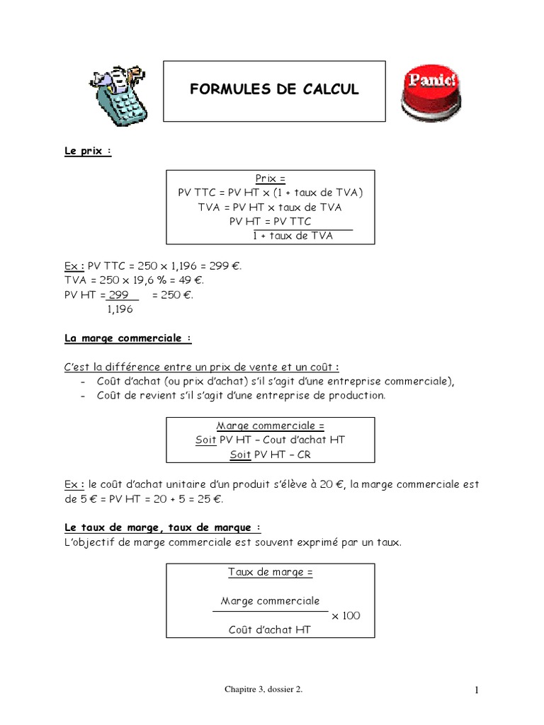 Formules de Calcul des Prix et Marges | PDF | Élasticité (économie ...